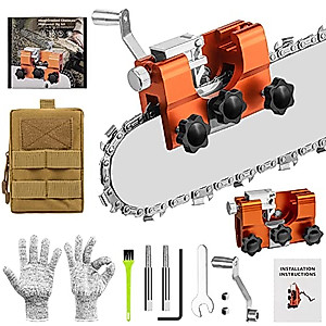 Chainsaw Sharpener Jig, Cingfanlu Chainsaw Sharpener Kit with Carrying Bag, Portable Fast Hand-Crank Chainsaw Chain Sharpening Tool Set for 6"-22" Chain Saws, Electric Saws, Lumberjack, Garden Worker