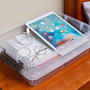 Citylife 3 PCS Plastic Storage Bins with Latching Lids Portable Project Case Clear File Box Stackable Storage Containers for Organizing A4 Paper, Photo, Document, Scrapbook