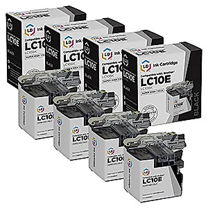 LD Compatible Ink Cartridge Replacement for Brother LC10EBK Super High Yield (Black, 4-Pack)