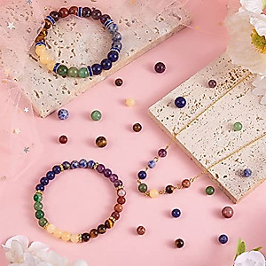 WEWAYSMILE 280 Pcs 7 Chakra Natural Stone Beads Round Gemstone Beads Mix DIY Smooth Stone Bead Kit Crystal Energy Healing Bulk Bead Charm for Jewelry Making Bracelet Necklace Earrings(6MM)