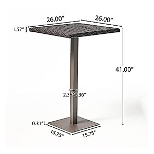 Christopher Knight Home Dominic Outdoor 26" Wicker Square Bar Table, Multibrown