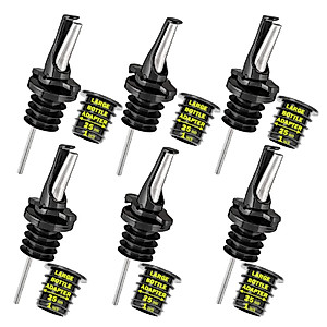 Liquor Bottle Pourers - Hygienic ClickSeal Alcohol Speed Pour Spouts - Stops Barfly, Dishwasher Safe. Also for Olive Oil, Juice, Syrup. Black 8 Pk with Adapters for Large Bottles