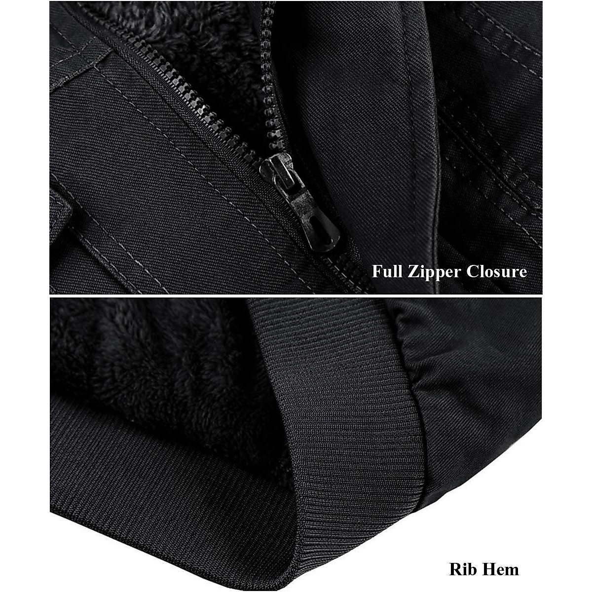 EKLENTSON Winter Jacket Men Cargo Jacket Fleece Jacket Black Jacket Men Windbreaker Thermal Jacket Men Work Jacket for Men