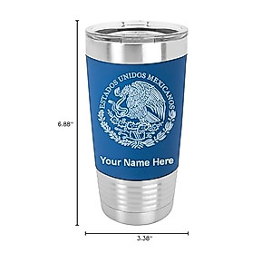 LaserGram 20oz Vacuum Insulated Tumbler Mug, Flag of Mexico, Personalized Engraving Included (Silicone Grip, Dark Blue)