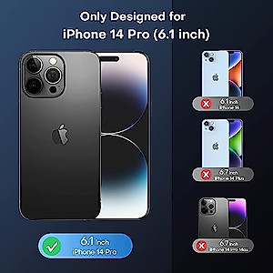 TAURI [5 in 1 Magnetic Case for iPhone 14 Pro [Military Grade Drop Protection] with 2X Screen Protector +2X Camera Lens Protector, Transparent Slim Fit Designed for Magsafe Case-Clear