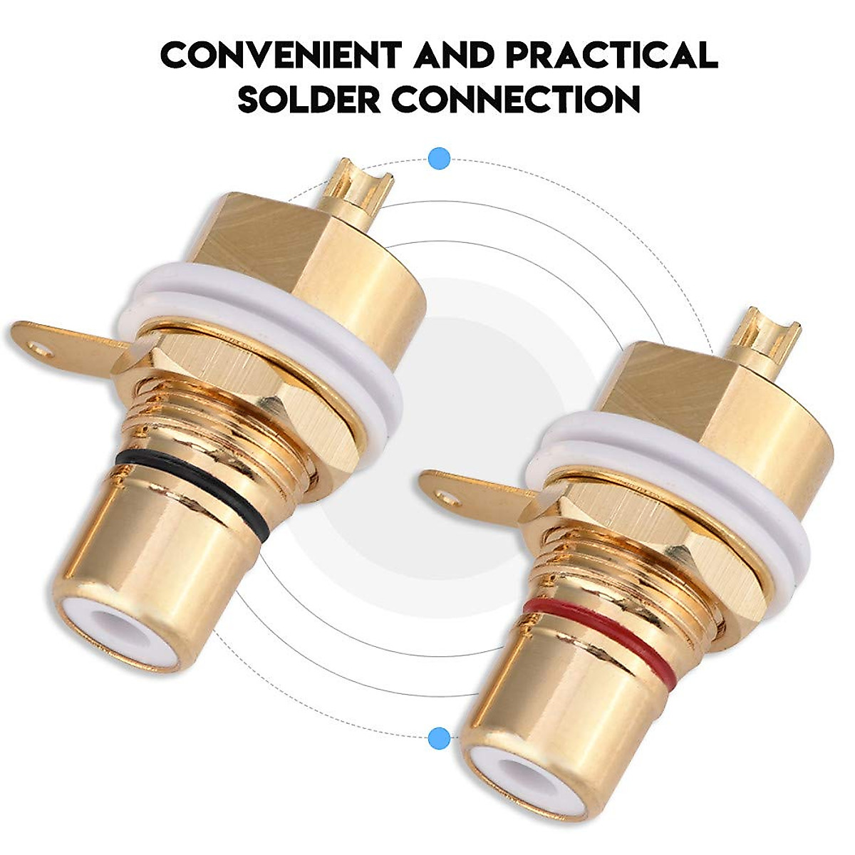 2 Pcs Terminal Gold Plated Copper Panel Mount Female Jack Terminal Socket Audio Connector