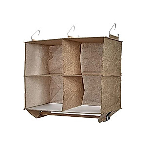 Household Essentials 4 Pocket Wide Organizer with Hangbar, Latte