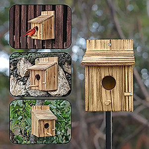 Wood Bird Houses for Outside with Pole Wooden Bird House for Finch Bluebird Cardinals Hanging Birdhouse Clearance Garden Country Cottages