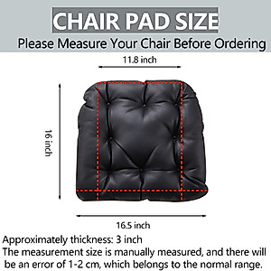 Big Hippo Chair Pads,Soft Leather Tufted Chair Seat Cushion Thicken U-Shape Chair Cushion Padding with Elastic Bands for Home Office Outdoor(Black-1pc)