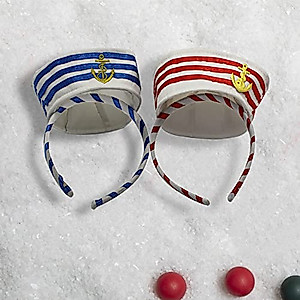 AVMBC Captain Hat Headband Sailor Hat Headband ​ Dress Up Hats Mini Hat Headbands for Halloween Yacht Cruise Line Theme Party Cosplay Costume Accessory