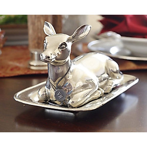 Vagabond House Pewter Doe / Deer Covered Butter Cream Cheese Dish 8 inch x 5 inch