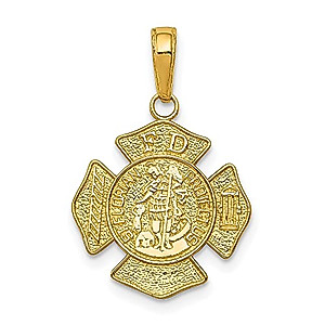 IceCarats 14K Yellow Gold Small Saint Florian Necklace Charm Pendant 23.7mm x 15.5mm Only