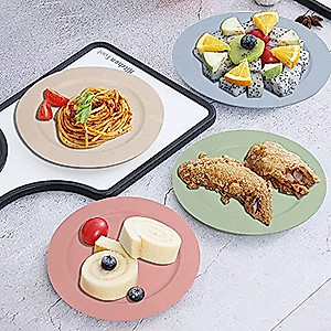 shopwithgreen 10 Inch Wheat Straw Dinner Plates, Unbreakable Sturdy Plastic Dinner Plates, Microwave and Dishwasher Safe