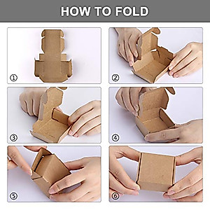 Sdootjewelry Mini Cardboard Boxes, 2.16’’ × 2.16’’ × 0.98’’ Mini Boxes, Jewelry Boxes Packaging 100 Packs, Brown Kraft Boxes for Ring Earrings