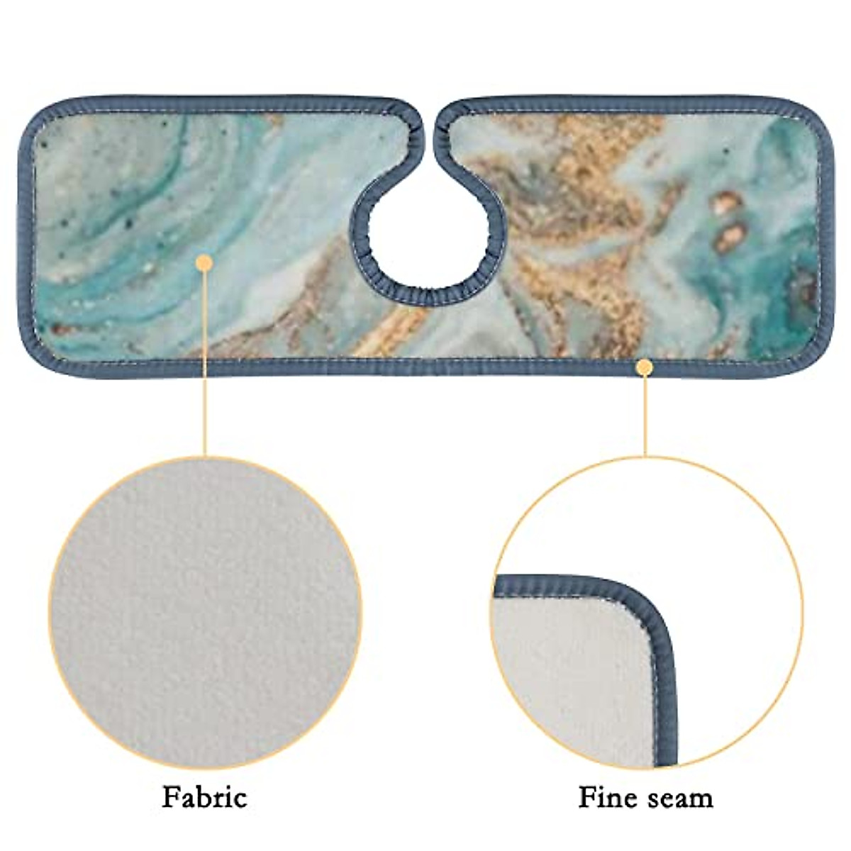 Kitchen Faucet Absorbent Mat 2 Pieces Abstract Golden Turquoise Marble Texture Faucet Sink Splash Guard Bathroom Counter and RV,Faucet Counter Sink Water Stains Preventer