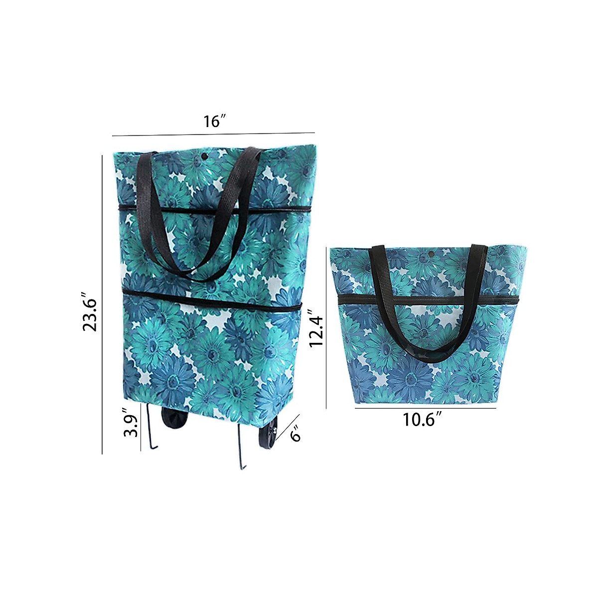 Folding Shopping Cart with Wheels Fashionable and Practical Shopping Carts, Grocery Cart on Wheels Used for Picnic Trips to Buy Vegetables(Orchid)