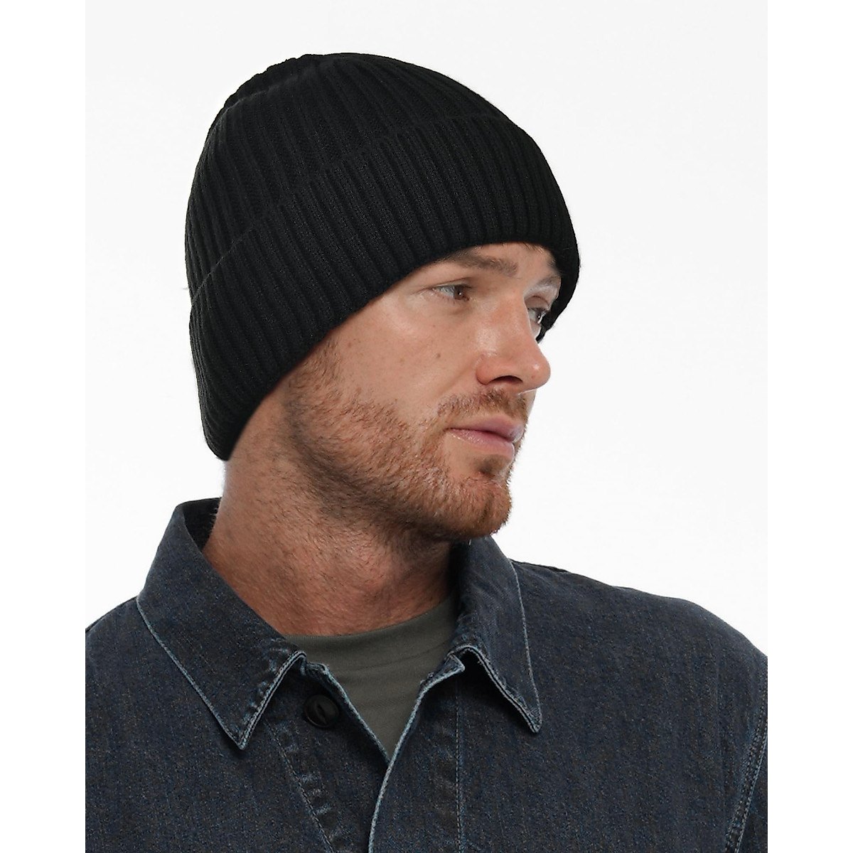 FURTALK Women Men Beanie Warm Winter Hats Acrylic Knit Cuffed Beanie Daily Beanie Hat Unisex Plain Skull Cap Black¡­