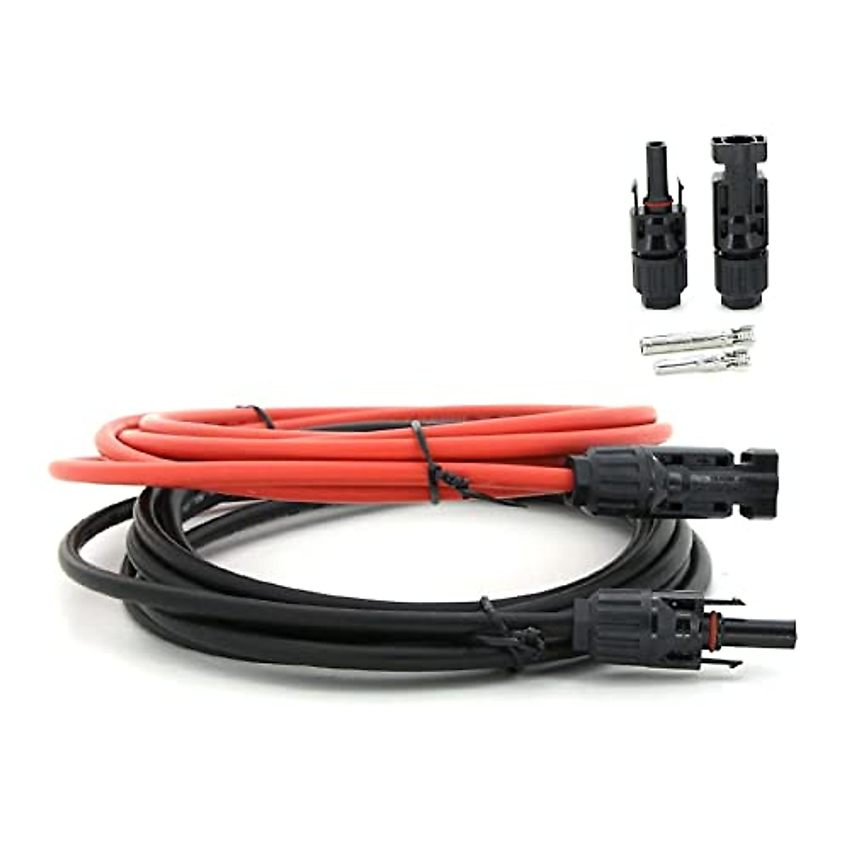 KEDAKEJI Solar Panel Extension Cable - 10 Feet 12AWG Solar Extension Cable with Female and Male Connector Solar Panel Wiring Wire Adapter (10FT Red + 10FT Black)