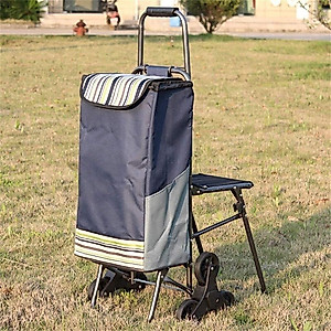 XDMINGY Folding Shopping Cart, Hand Truck Climbing Stairs Shopping Cart Folding Shopping Cart Portable Pull Cart Hand Trailer Pull Car Grocery Utility Carts(Color:B), 50x40x98cm