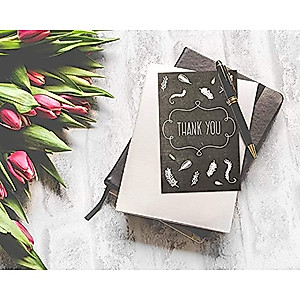 144-Count Thank You Cards with Envelopes, Blank 6 Assorted Bulk Thank You Greeting Notes Black and White Chalkboard Designs for Graduation Baby and Bridal Shower Birthday Wedding Party, 4 x 6 inches