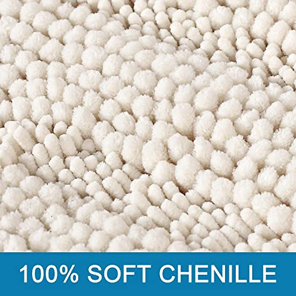 H.VERSAILTEX 3 Piece Bathroom Rugs Sets Thick Striped Bath Rugs Set for Bathroom Non Slip Soft Absorbent Bath Mat Set for Tub, Shower and Toilet(17''x24''+20''x32''+20''x24'' U-Shaped, Ivory)