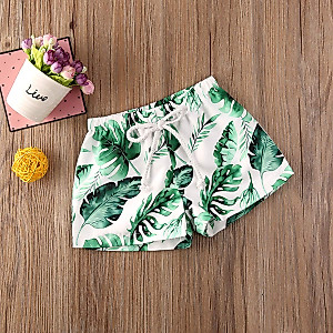Toddler Baby Boys Swim Shorts Coconut Tree and Leaves Print Swimming Trunk Kids Boy Waves Swimwear (Palm, 6-12 Months)