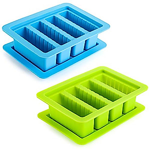 Suwimut 2 Pack Silicone Butter Mold Tray with Lid, Large 4 Cavities Rectangle Butter Maker Holds 6 Tablespoons Butter, Non-Stick Butter Container for Brownies, Homemade Butter, Herbed, Garlic Butter