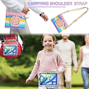 BATYUE for iPad Air 6th Generation 11-inch (M2) 2024 Case, iPad Air 5th/4th Gen 10.9" Case 2022/2020, iPad Pro 11" 4th/3rd/2nd/1st Case, with Pencil Holder+Kickstand+Shoulder Strap (Colourful Pink)