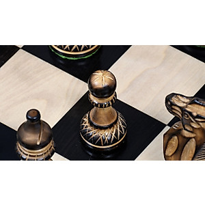 CHESSBAZAAR 3.8" King Burnt Blazed Chess Set for Adults & Kids, Wooden Chess Pieces only in Burnt Boxwood