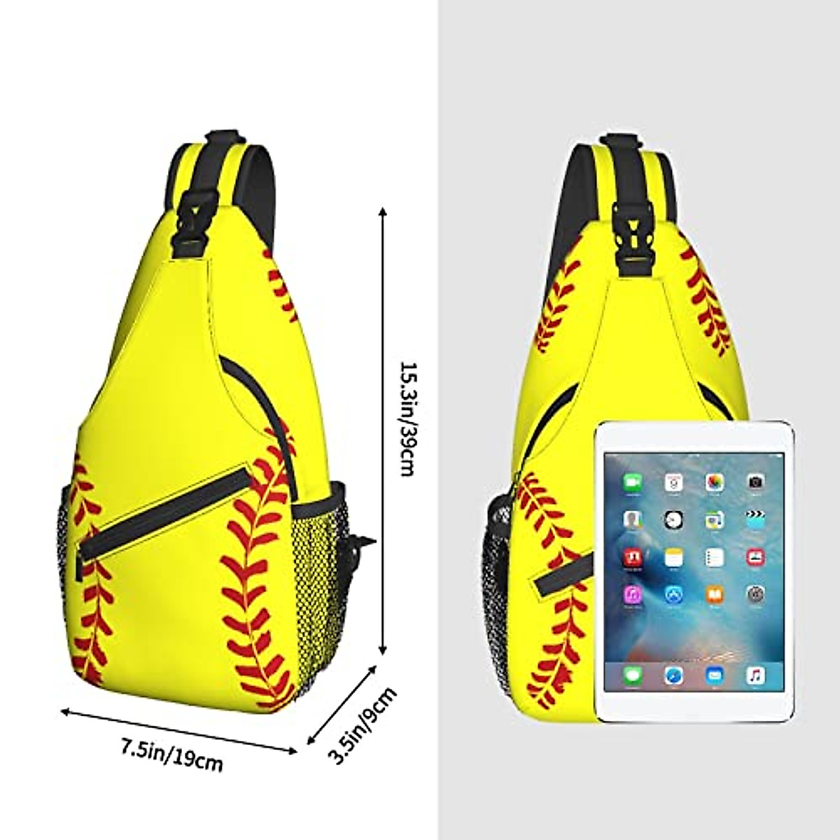 YOPIGOT Softball Print Sling Bag Chest Bag Softball Crossbody Bags For Mens Womens