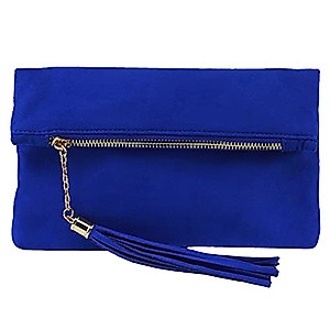 JNB Women's Microsuede Foldover Mini Pouch (Royal Blue)
