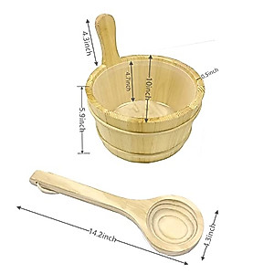 HJJKKH Sauna Bucket Ladle Set-Sauna Accessories with Handmade Wooden Bucket Ladle Plastic Liner Wood Handle for Sauna Steam Room
