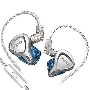 CCA CSN Hybrid Dual Drivers in-Ear Headphones, 1DD+1BA HiFi Stereo Noise Isolating IEM Wired Earphones/Earbuds/Headsets with Detachable Cable for Sports/Workout/Game (with MIC, Blue)