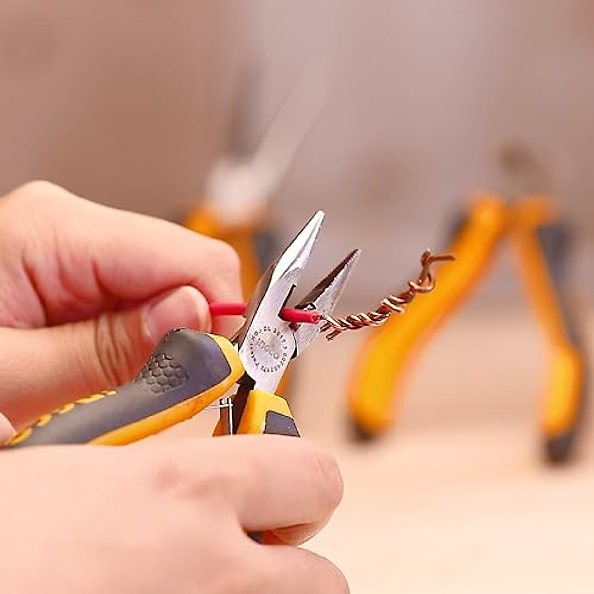 INGCO 6pcs Mini Plier Set, Including 4.5 Inch Combination Pliers, Diagonal Cutting pliers, Needle Nose Pliers, Long Nose Pliers, Flat Nose Pliers, End Cutting Pliers HMPS06115