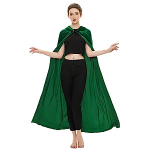 SISKIN Hooded Cloak Unisex Adult Cloak with Hood Halloween Christmas Velvet Hooded Cape Cosplay Costume for Women Green Large