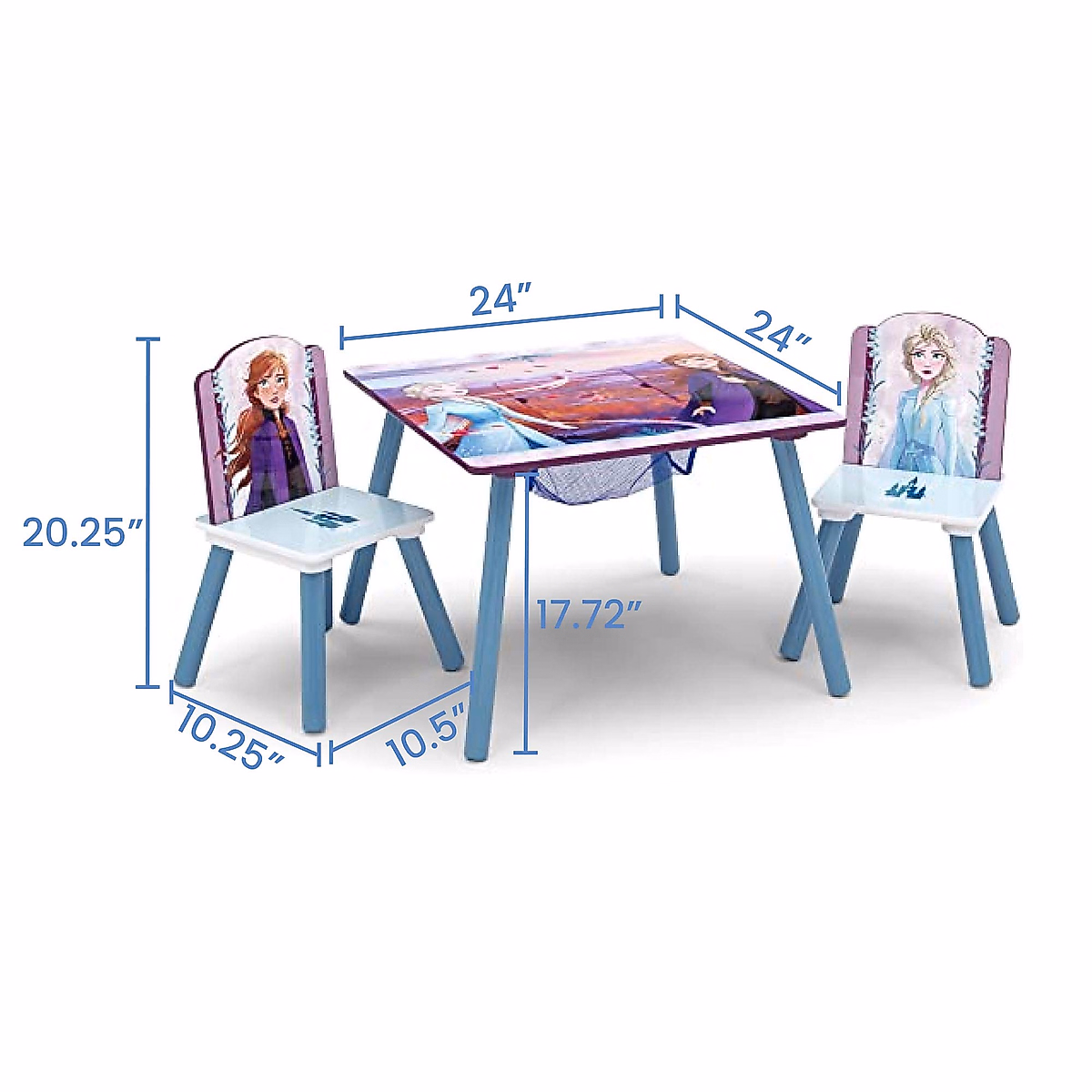 Delta Children Kids Table and Chair Set With Storage (2 Chairs Included) - Ideal for Arts & Crafts, Snack Time, Homeschooling, Homework & More, Disney Frozen II