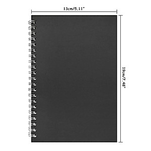 Ykimok Soft Black Cover Spiral Notebook, Notebooks College Ruled, Wirebound Memo Notepads Diary Notebook Planner with Unlined Paper, 100 Pages, 50 Sheets, 7.48 x 5.11 Inch
