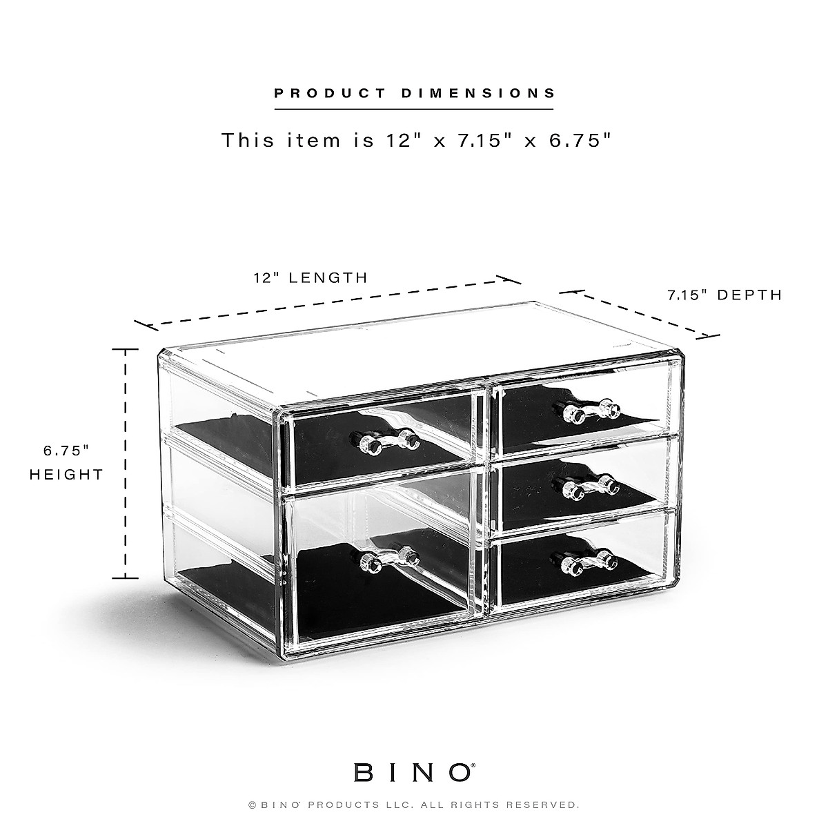 BINO | 5-Drawer Makeup Organizer, Lexington Avenue | THE MANHATTAN SERIES | Modular Design Storage Drawers | Vanity Acrylic Organizers | Stackable Storage Bins | Clear Makeup Organizers And Storage
