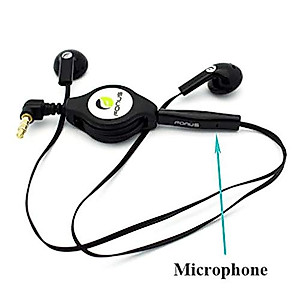 Retractable Earphones Headphones 3.5mm w Mic Hands-Free for Moto G Stylus, Headset Handsfree Earbuds Earpieces Compatible with Motorola Moto G Stylus