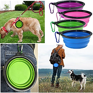 Collapsible Bowls Dog Pet Bowl, 4 Pack for Cats Dogs Travel Bowl Portable Foldable Pet Feeding Watering Dish Pet Supplies for Walking Parking Traveling Camping with 4 Carabiner Clip