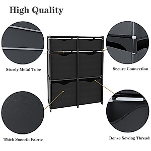 Dttwacoyh Closet Organizers and Storage Shelf Unit with 6 Storage Bins,Stackable Cube Storage Organizer,Drawer Organizers for Clothing,Book,Livingroom(Black)