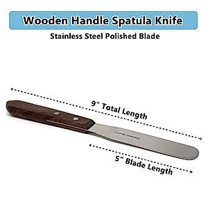 A2Z-WHS5 Stainless Steel Lab Spatula with Wooden Handle, 5" Blade, 0.88" Blade Width, 9.08" Total Length