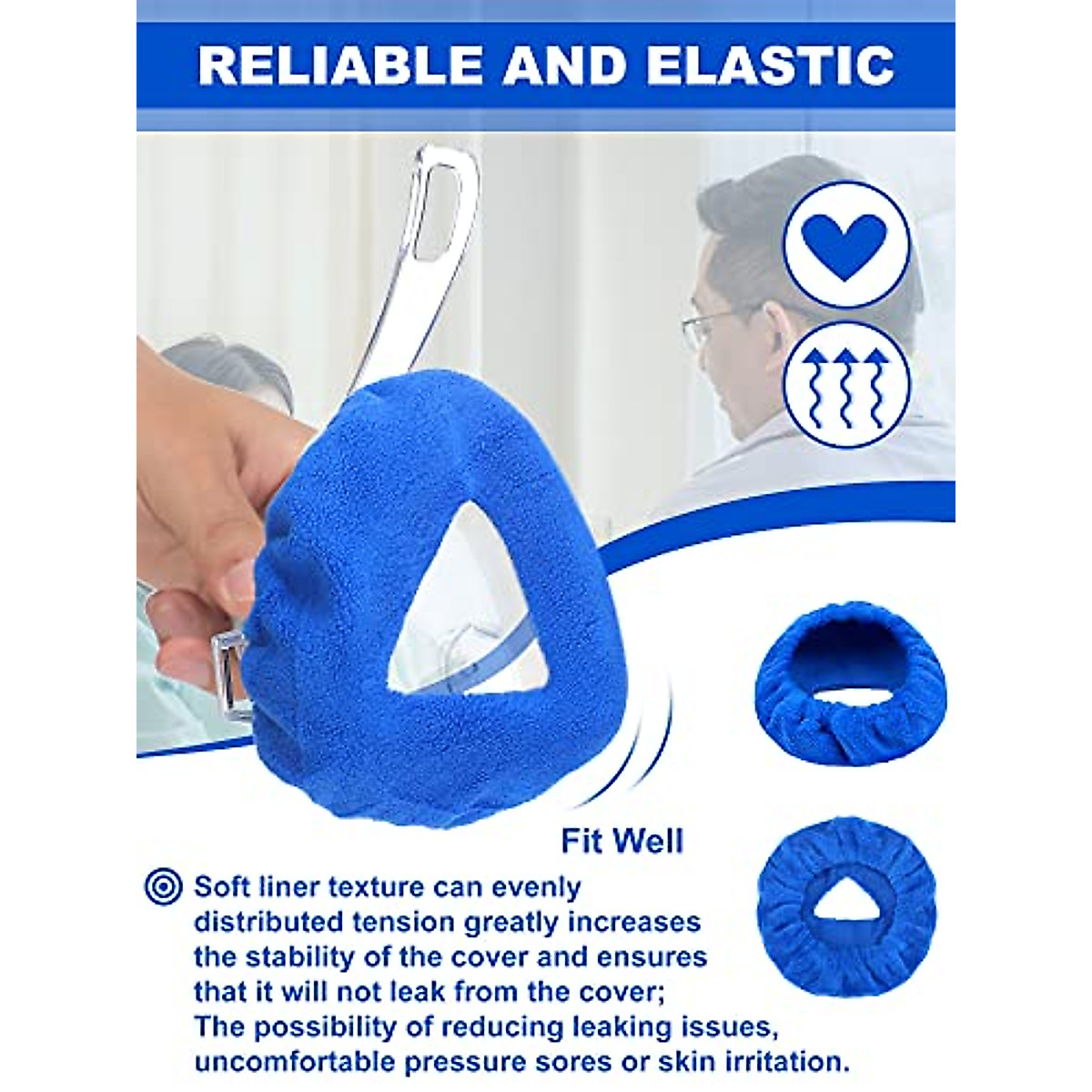 24 Pack Mask Liners Full Face Reusable Soft Mask Covers Reduce Air Leaks and Blisters Washable Cushion Covers Compatible with Most Full Face Masks (Blue)