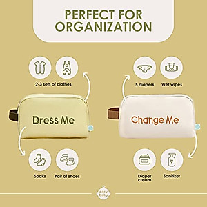 Easy Baby - Diaper, Bottle, and Supplies - Organizer Pouches - Change, Feed, and Dress Me (4 Pack Sedona) | Organizing Packing Tote Cubes for Baby Items | Good for Travel and Keeping Organized