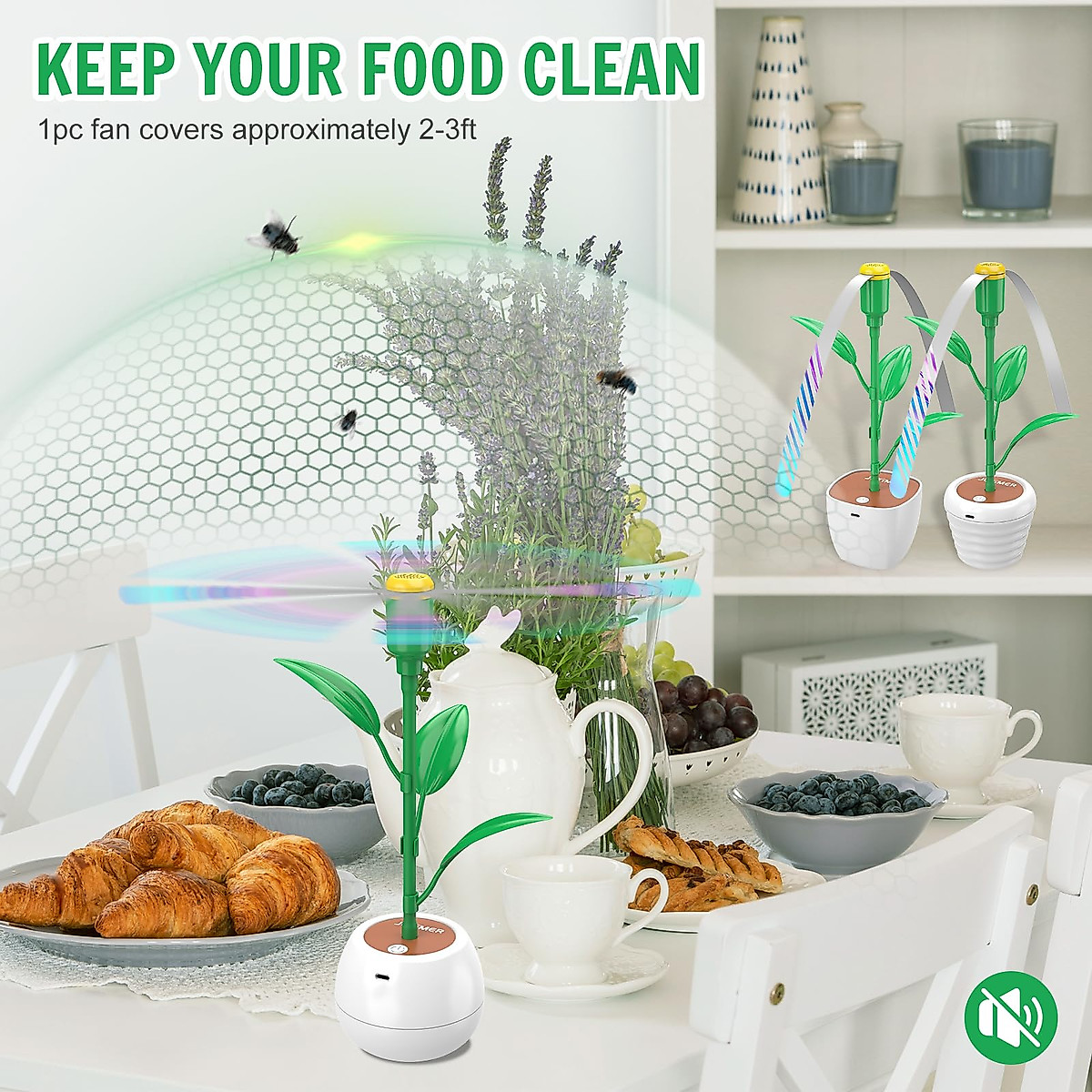 Fly Fans for Tables, 3 Styles Fly Repellent Fan Upgraded DIY Fly Fan Outdoor and Indoor Keep Flies Away, USB Powered, Fly Fan for Outside, BBQ, Restaurants, Picnic, 3 Pack