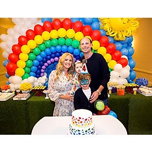 WAHAWU Baby 4th Birthday Party Handmade Hat, Primary Colors Confetti Cone Mini Hat with Multicolored Fur Balls, Stretchable Band, Fits Baby Girls/Boys, 3.5*3.1 inches, Costume Headwear