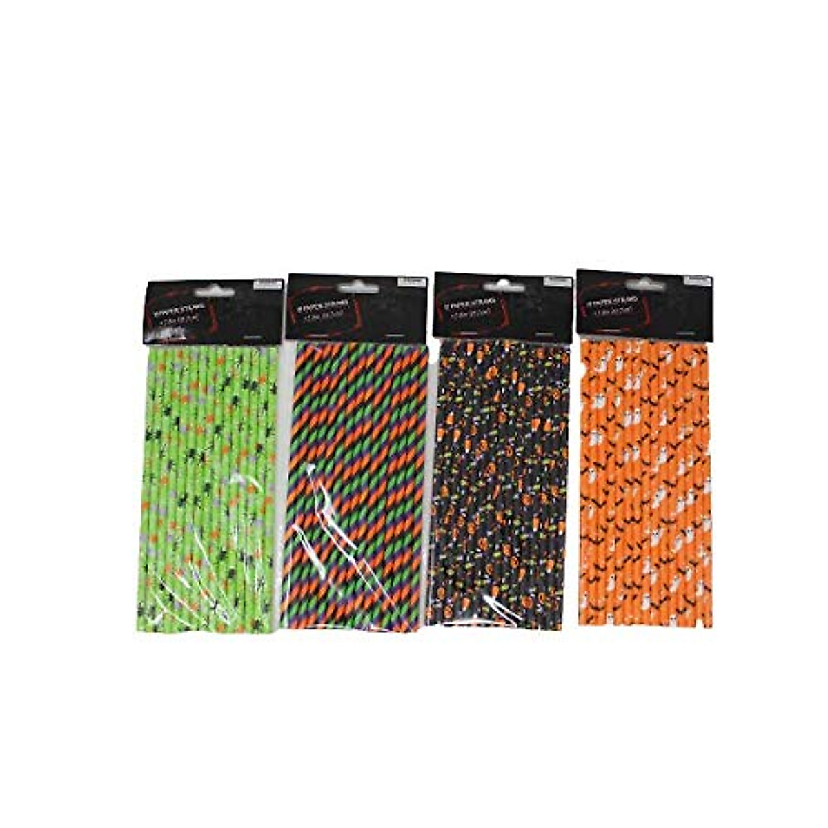 60 Piece 7 Inches Halloween Paper Straws Biodegradable Drinking 4 15 Sets Of Ghost Bats Pumpkins Candy Corn Spider Theme Packs