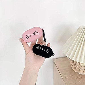 VARWANEO Silicone Case Cover for Galaxy Buds 2019/Galaxy Buds Plus 2020, Full Body Protections with Carabiner/Ring, Anti-Lost & Shockproof Soft Skin for Samsung Galaxy Buds/Buds Plus (Black Cat)