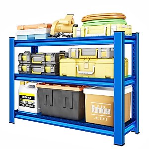 Rufokisa 40" W Garage Shelving Heavy Duty，1500LBS Loads Adjustable Garage Storage Shelves,3-Tier Metal Storage Racks and Shelving Units, Utility Rack Shelves,40”W x 18”D x 36”H,Blue