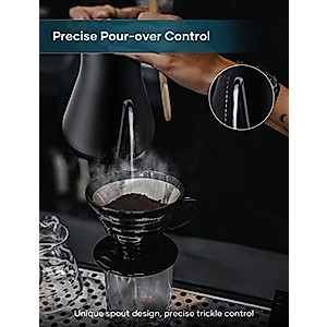 Electric Kettle, INTASTING Professional Electric Gooseneck Kettles, 0.65mm Ultra-Slim Spout, Precise Water Flow Control, 304 Stainless Steel Inner, 0.8L, Auto Shut-Off, Boil Dry Protection, Black